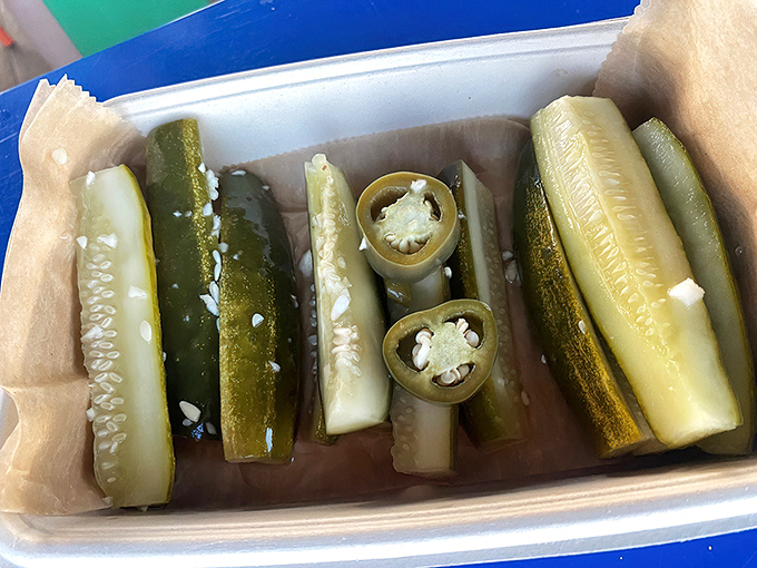 A pickle paradise featuring both classics and jalape&ntilde;os &ndash; crunchy, briny treasures that elevate the humble cucumber to art form.