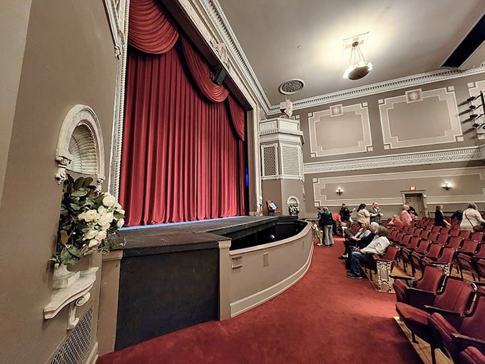 From this angle, you can almost hear the whispers of past performances lingering in the wings of this historic stage.