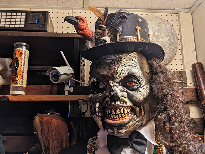 This dapper gentleman clearly didn't get the memo about flossing. With his top hat and maniacal grin, he's dressed to kill at the formal event from hell.