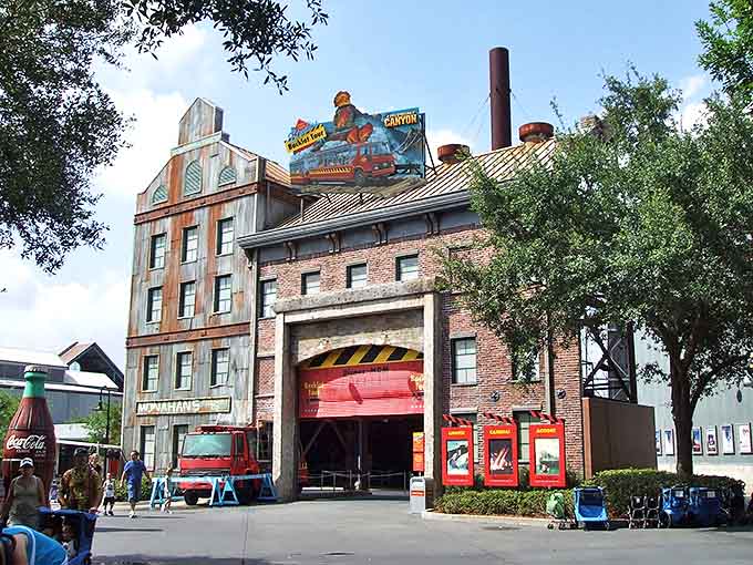 This industrial film set reveals Hollywood's behind-the-scenes magic, where everyday disasters are carefully choreographed for your entertainment.