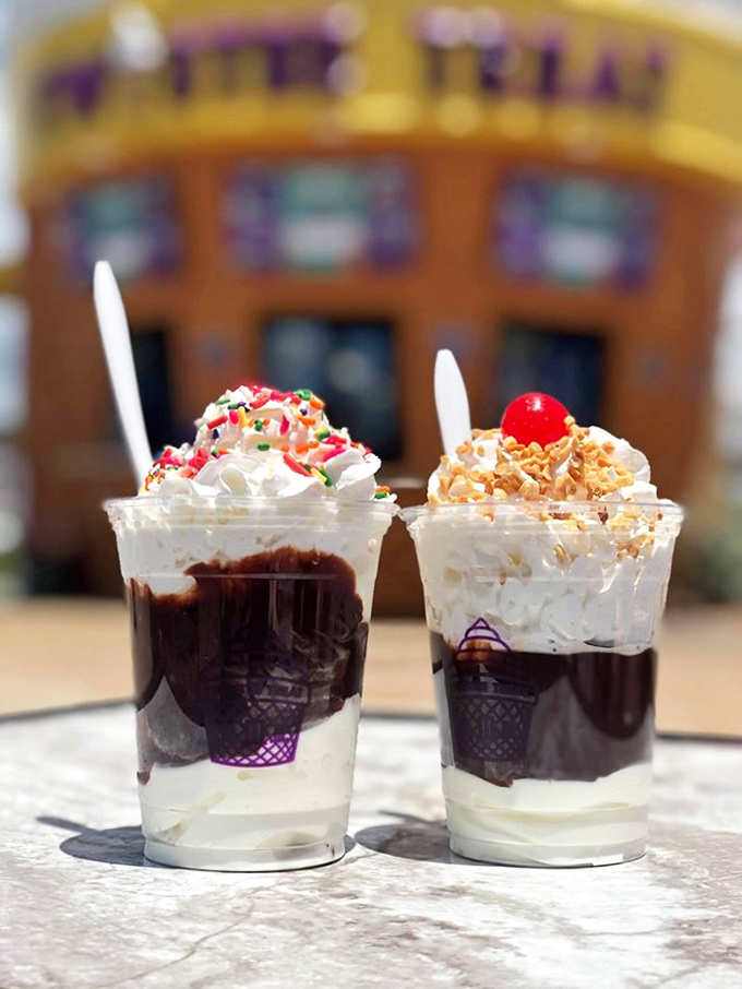 Layers of chocolate and vanilla topped with whipped cream &ndash; like a tuxedo for your taste buds.