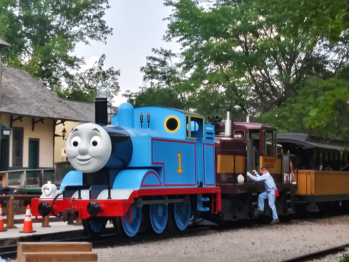Thomas greets his adoring fans with that familiar smile, causing excitement levels in children that parents usually only see on Christmas morning.
