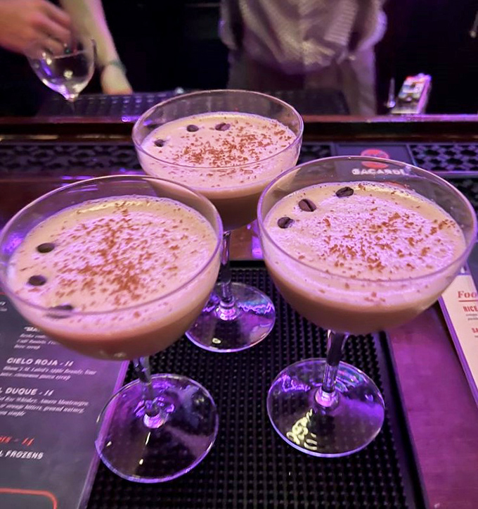 Creamy espresso martinis topped with coffee beans and cinnamon dust offer the perfect marriage of caffeine and cocktail hour &ndash; dessert in a glass.
