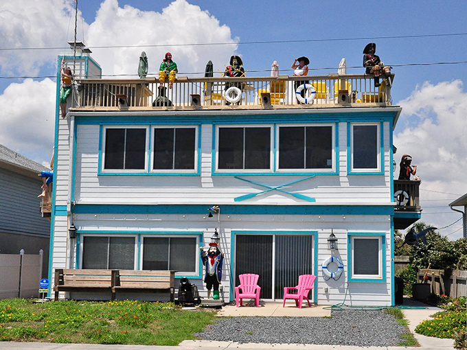 The front view reveals the full spectacle &ndash; a nautical fantasy come to life, where every pirate has found their perfect post.