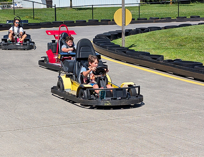 Future NASCAR champions test their skills on the junior track, where determination looks the same whether you're four or forty.