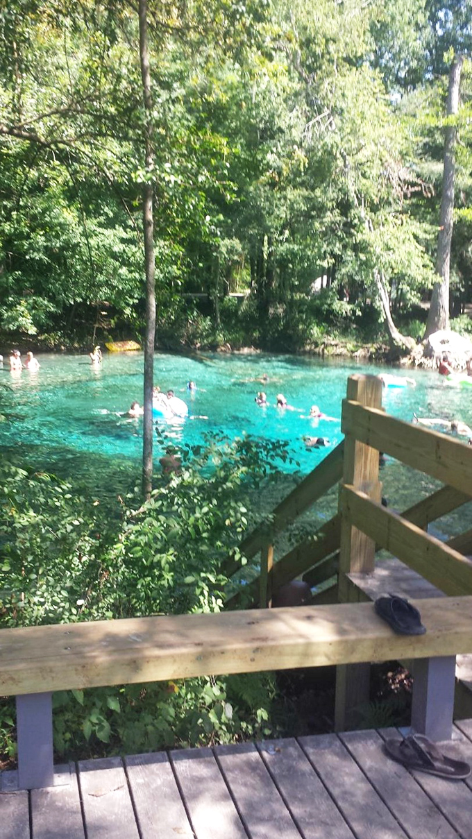 The view from this wooden deck makes you wonder if you've accidentally walked into a travel poster.