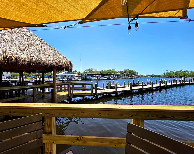 The water view alone is worth the trip. As boats drift by, you'll wonder why you ever eat indoors in the Sunshine State.