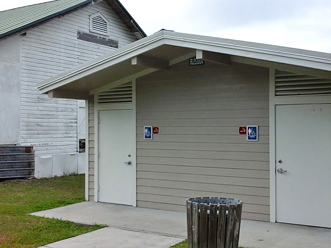 This white cabin serves as part of the historical complex, its simple architecture reflecting early Florida building traditions.