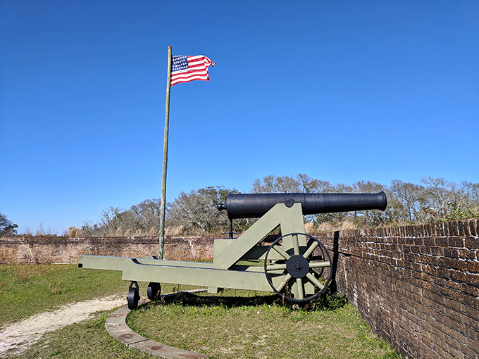 Silent now, this cannon once spoke with thunderous authority, protecting Pensacola's harbor from would-be invaders.