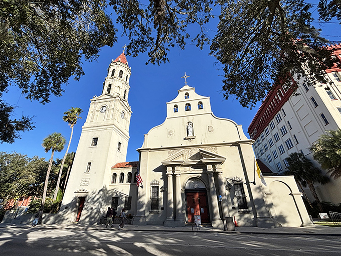The Cathedral Basilica reaches skyward, its bell tower having called the faithful to worship since the 1790s.