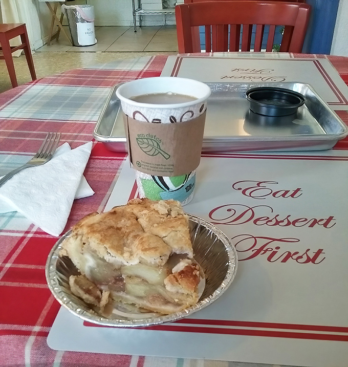 A steaming cup alongside a slice of pie &ndash; the perfect partnership that turns a simple snack into a moment of pure bliss.