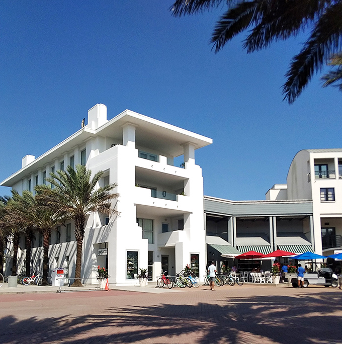 Clean lines and bright white architecture create Seaside's signature look &ndash; like someone took Miami Beach, gave it a good scrubbing, and added charm.
