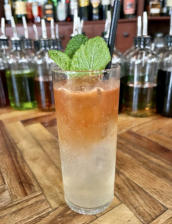 Refreshment reimagined: A tall, cool drink garnished with fresh mint offers the perfect counterpoint to Florida's heat while elevating everyday ingredients.