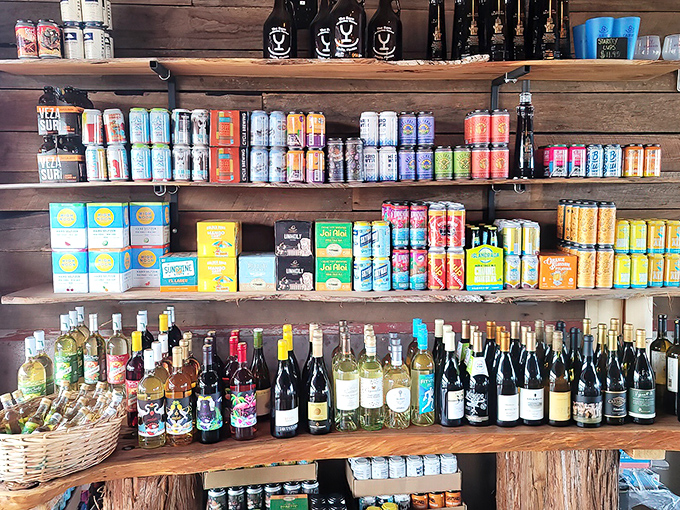 The beverage wall of fame showcases local craft beers and wines &ndash; liquid souvenirs that taste better than any keychain.