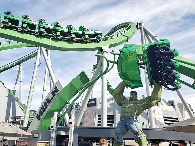The Hulk doesn't just get angry &ndash; he launches riders from 0 to 40 mph in 2 seconds flat, turning screams into green energy.