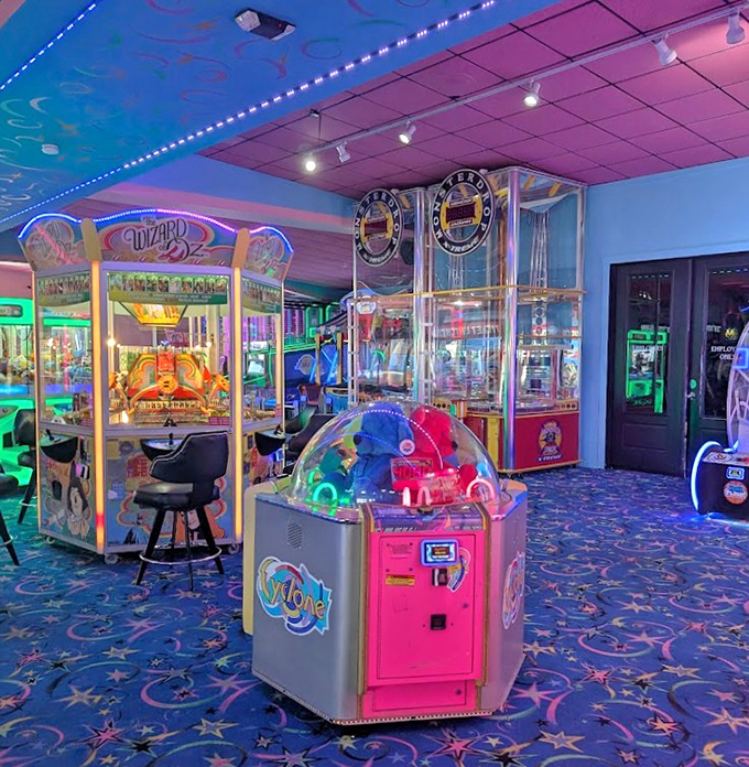 Neon dreams come true in this arcade wonderland &ndash; where quarters disappear faster than your resolution to "just play one game."