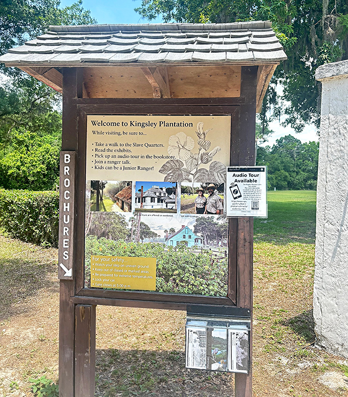 Informational displays guide visitors through the complex narratives of the plantation, inviting deeper understanding beyond surface-level history.
