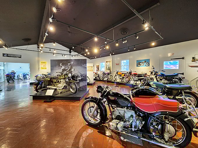 Two-wheeled treasures line up for inspection&mdash;this motorcycle collection traces the evolution from basic transportation to engineering marvels.