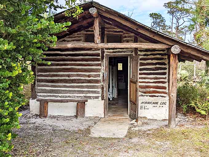 Hurricane Log Cabin stands as a rustic time capsule, whispering tales of Florida's frontier days when "air conditioning" meant opening another window.