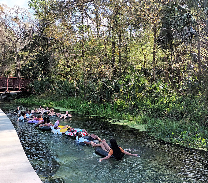 The human lazy river &ndash; visitors form an impromptu flotilla as they drift downstream. There's something wonderfully communal about sharing this natural water ride with strangers.