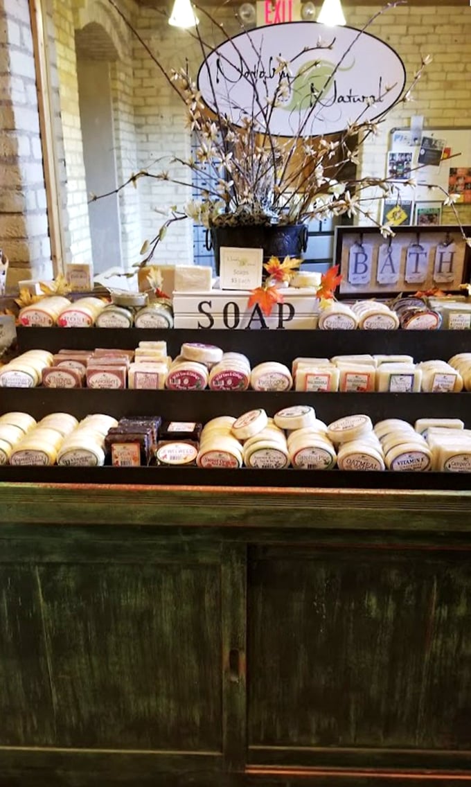 Artisanal soaps arranged like colorful confections tempt with their natural fragrances – cleanliness may be next to godliness, but these handcrafted beauties elevate washing to an art form.