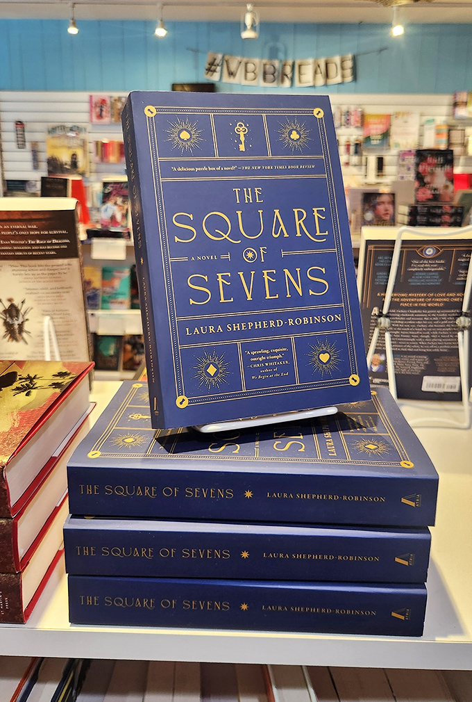 "The Square of Sevens" display showcases the shop's eye for beautifully designed books that deserve to be judged by their gorgeous covers.