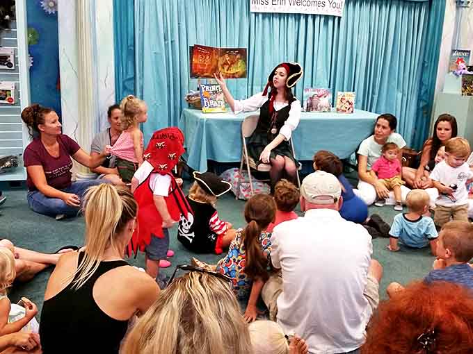 Storytime magic unfolds as costumed performers transport wide-eyed children into worlds of pirates, princesses and possibilities beyond the page.