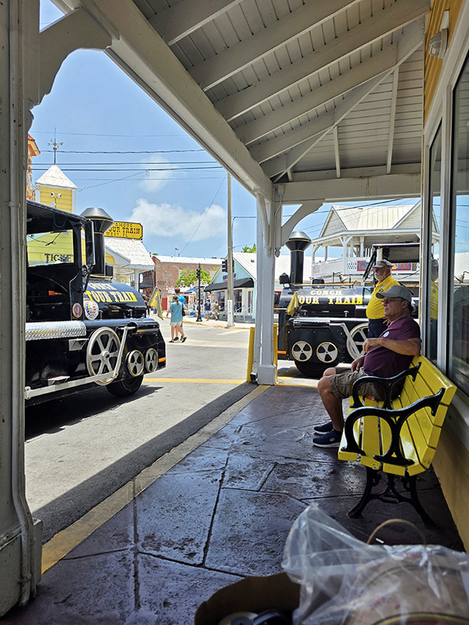 A moment of anticipation – waiting for the next departure while soaking in the laid-back atmosphere of island time.