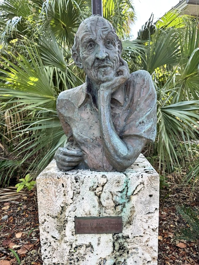 Bust of John D. MacArthur: The thoughtful expression of a man who chose preservation over profit &ndash; a revolutionary concept in Florida real estate.