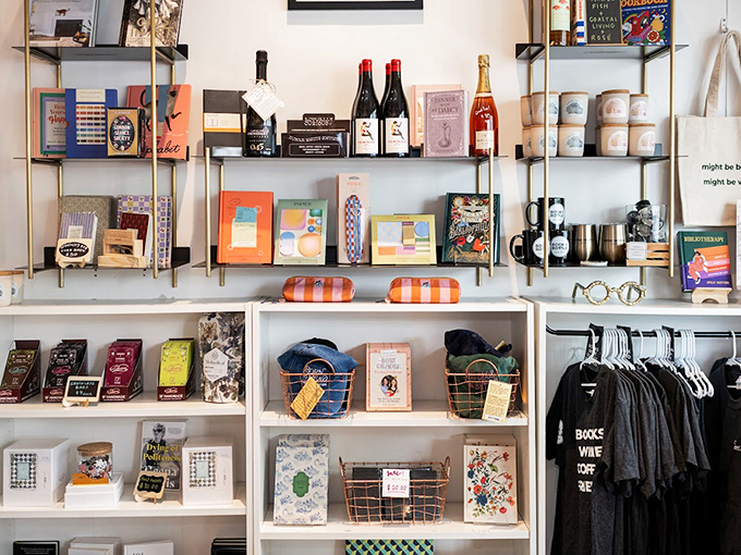 Curated treasures line these shelves &ndash; not just products, but portable pieces of the Book + Bottle experience to take home.