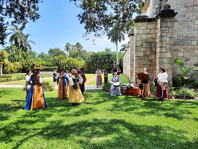 History comes alive as performers in period costume gather, proving the 12th century can still draw a crowd without Wi-Fi.
