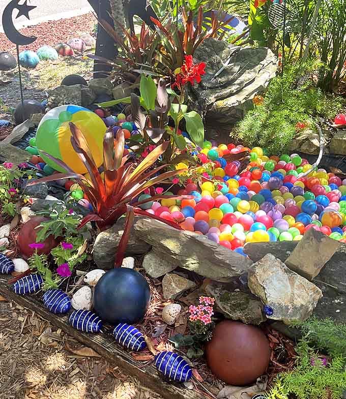 This vibrant ball pit proves that playfulness knows no age limit – it's childhood joy reimagined through an artist's technicolor vision.
