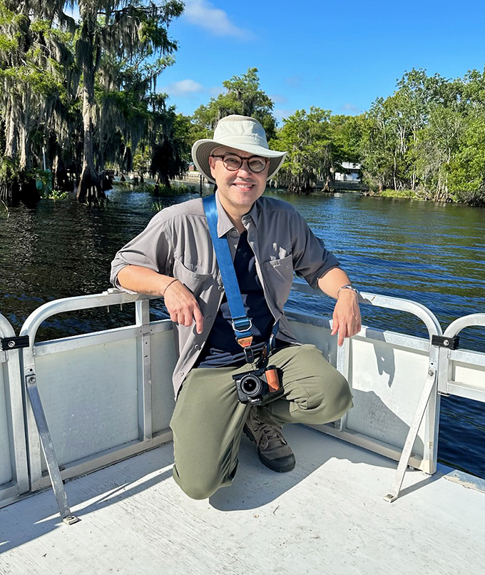 A moment of peaceful contemplation on Blue Cypress Lake, where the boundary between adventure and meditation beautifully blurs.