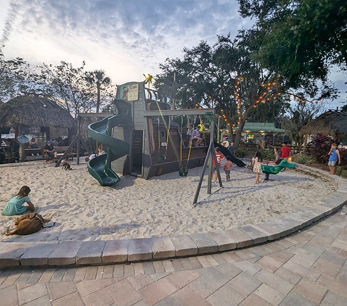 Where young pirates perfect their swashbuckling skills while parents enjoy the rarest treasure of all: a peaceful meal with a waterfront view.