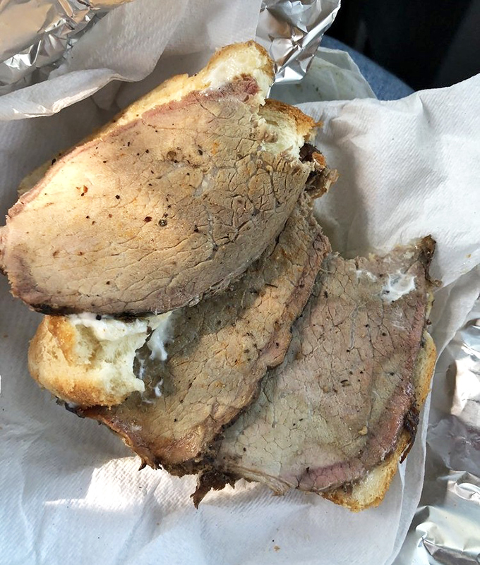 This isn't just a roast beef sandwich, it's tender slices of history, each bite connecting you to generations of careful meat smoking.