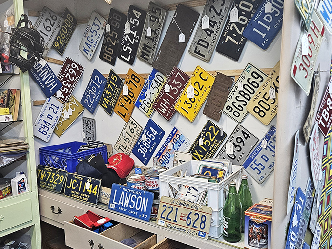 A wall of wanderlust &ndash; these license plates have witnessed more American highways and byways than most travel writers.