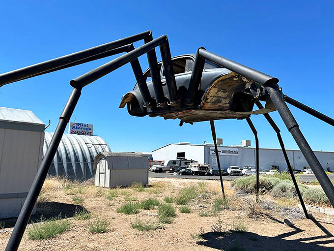 Eight metal legs transform an ordinary Volkswagen Beetle into an automotive arachnid that would make even Spider-Man do a double-take.
