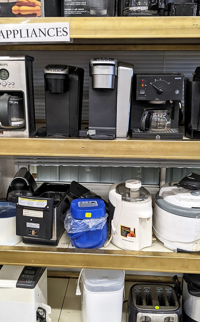 Coffee makers and kitchen gadgets galore &ndash; from simple percolators to fancy espresso machines, proving our collective caffeine obsession spans generations.
