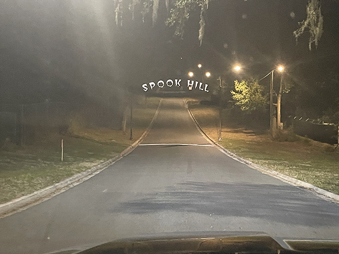 Spook Hill at dusk creates an even more mysterious atmosphere &ndash; the perfect time to test the gravity-defying phenomenon.