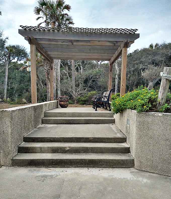 Simple wooden steps lead to coastal paradise &ndash; where shoes become optional and worries get washed away with each wave.