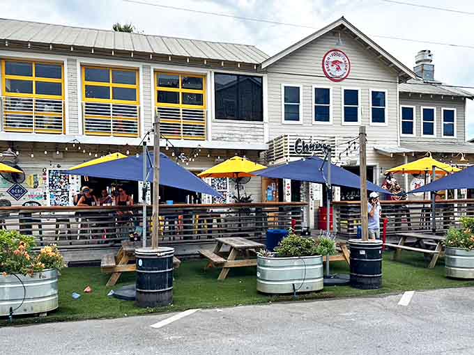 Chiringo's bright umbrellas beckon hungry beach-goers to sample Spanish-inspired coastal cuisine with Gulf views on the side.