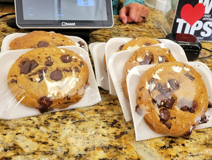 Chocolate Chip Cookies: These aren't cookies; they're dessert frisbees with chocolate chunks the size of small countries.