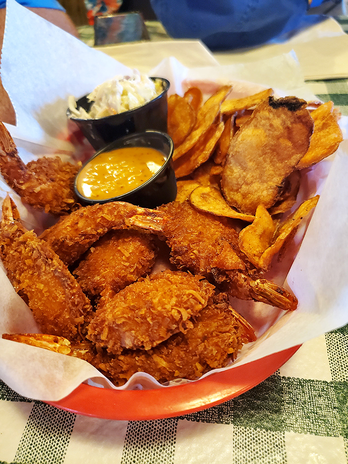 Coconut Shrimp: Golden-fried treasures from the sea get the tropical treatment, with crispy coconut coating and house-made dipping sauces that'll make you swoon.