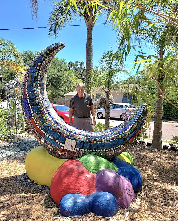 This mosaic moon sculpture invites visitors to literally step into the art, creating Instagram moments that are both magical and meaningful.