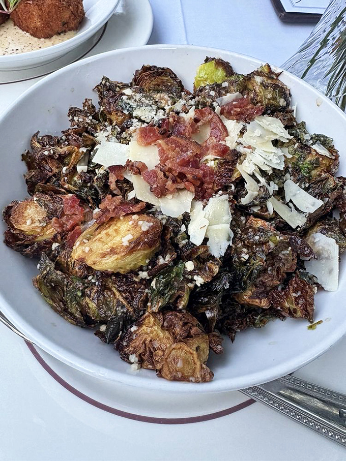 These caramelized green gems, topped with crispy pancetta and shaved Parmesan, convert even the most stubborn sprout skeptics.