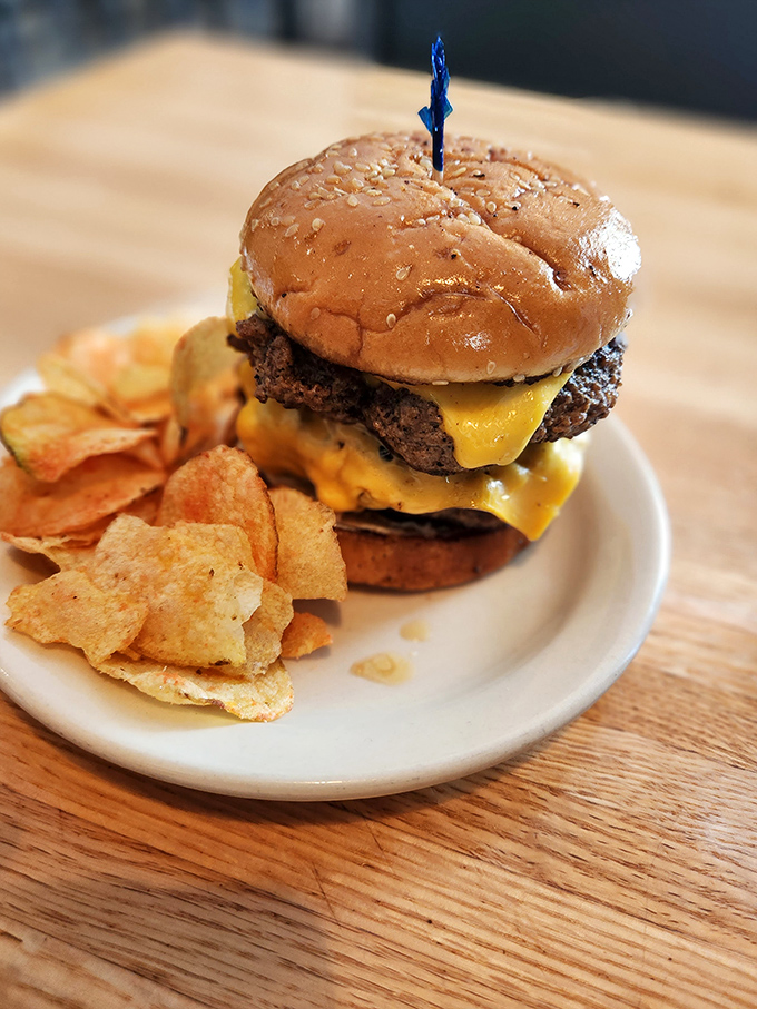 Double Cheeseburger with BBQ Chips: No pretentious aioli or artisanal nonsense here &ndash; just an honest burger that delivers exactly what your comfort food cravings demand.