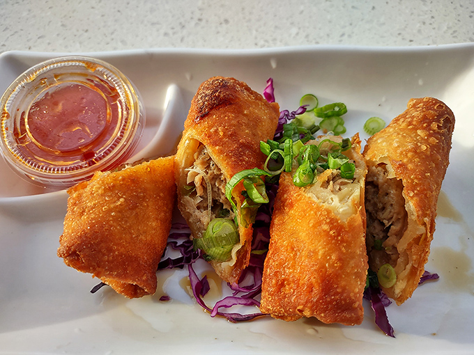 These egg rolls shatter with a satisfying crunch that's louder than the "next episode" button you can't stop hitting on your favorite anime.