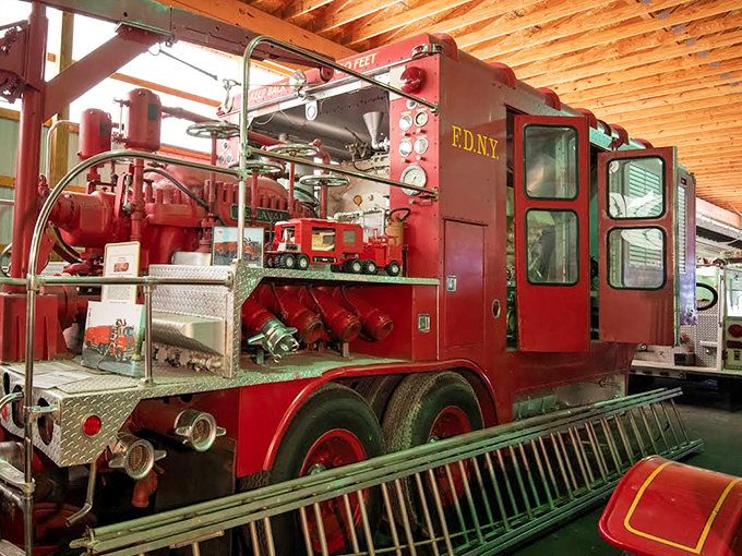 Another angle of the FDNY Super Pumper reveals the complex engineering that made it a revolutionary addition to urban firefighting capabilities.