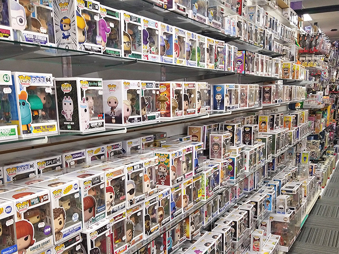 The Funko Pop! wall presents a dizzying array of vinyl temptation &ndash; like Pokemon, the urge to catch 'em all is scientifically irresistible.
