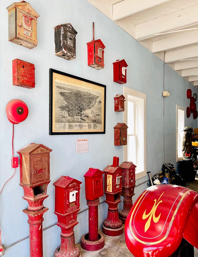 These weathered fire alarm call boxes once stood as silent sentinels throughout Key West, ready to summon help with a simple pull.